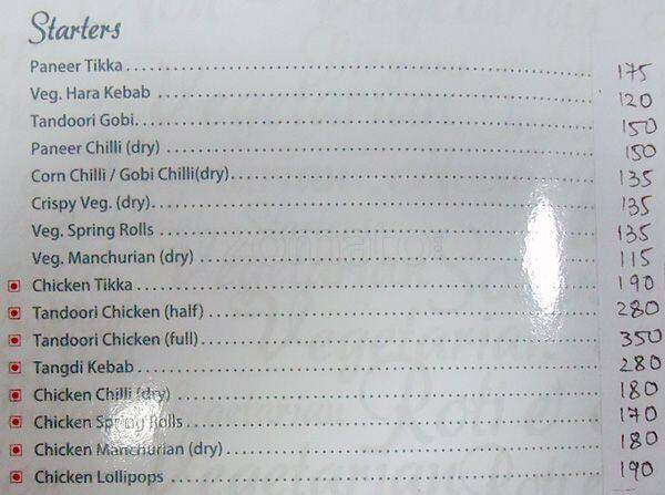 Menu at Flora, Ahmedabad