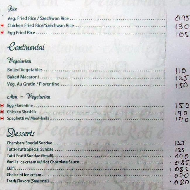 Menu at Flora, Ahmedabad