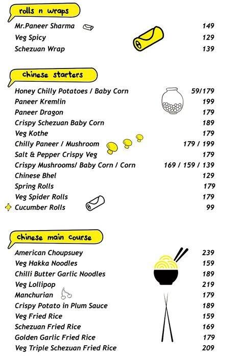 Menu at the D cafe and restaurant, Indore