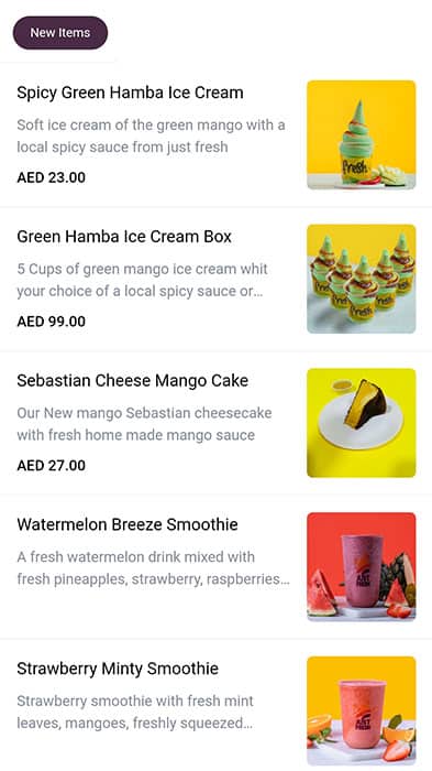 Menu of Just Fresh Juice, Al Barsha South, Dubai