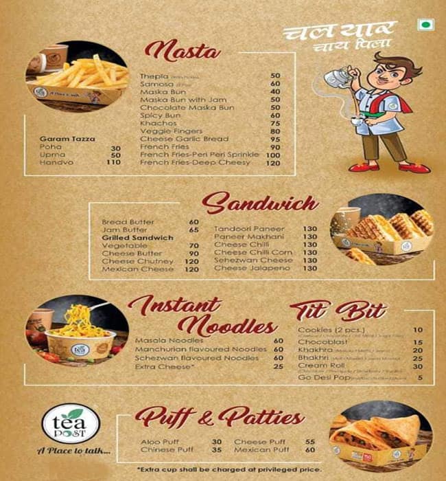 Menu of Tea Post, Isanpur, Ahmedabad