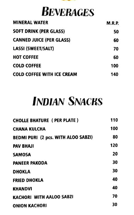 Menu of Janta Premium, Tehsil Camp, Panipat