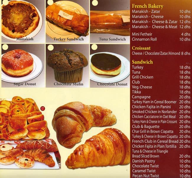 Menu at Royal Desert cafe, Dubai