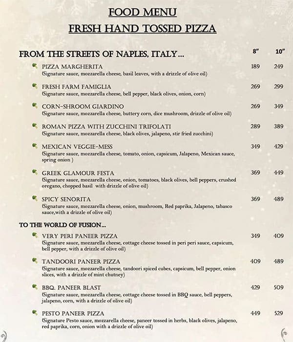 Menu of The Pizzaverse, Kandivali West, Mumbai