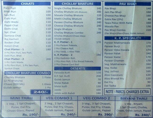 Kailash Parbat Menu, Menu for Kailash Parbat, Vashi, Navi Mumbai - Zomato