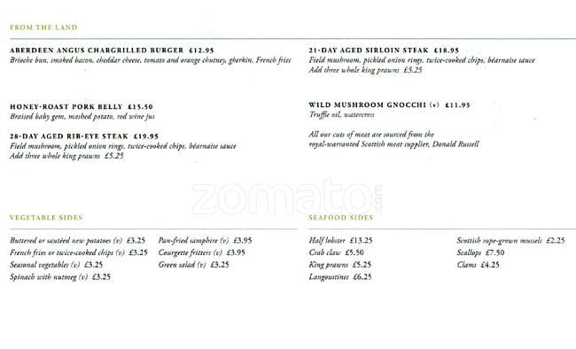 Menu at Loch Fyne restaurant, Cobham, 17 Portsmouth Rd