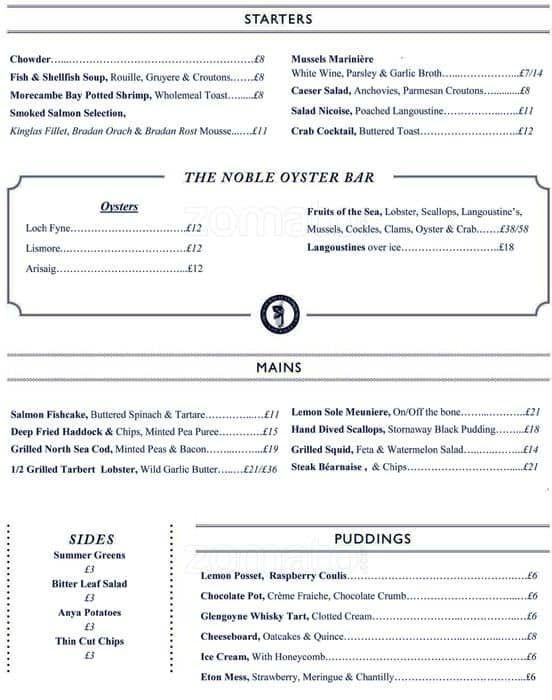 Menu at Loch Fyne restaurant, Cobham, 17 Portsmouth Rd