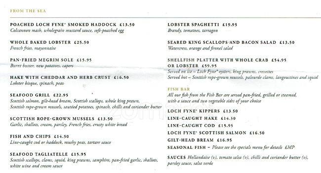 Menu at Loch Fyne Restaurant, Cobham, 17 Portsmouth Rd