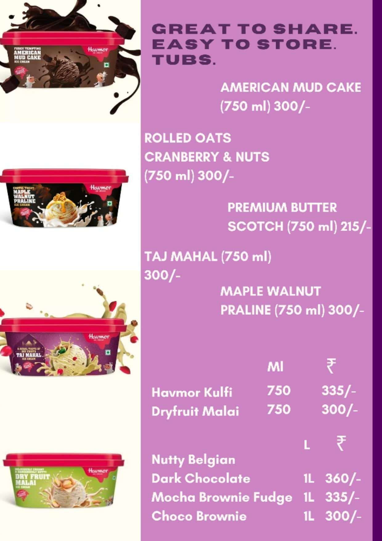 Menu at Havmor Ice Cream, Pune, Shop No.11