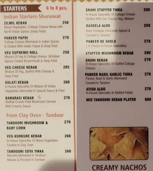Menu of Aum Fine Dine, Malad West, Mumbai