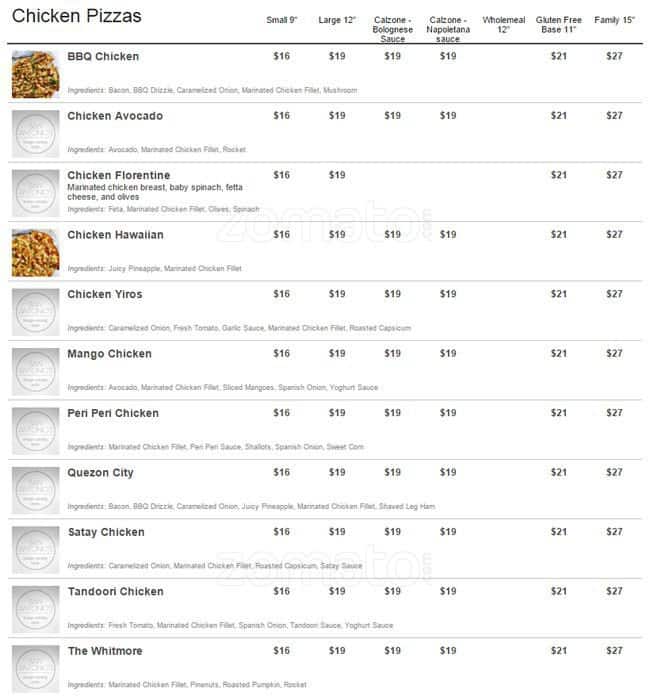 Menu at San Antonio's Pizzeria, Norwood