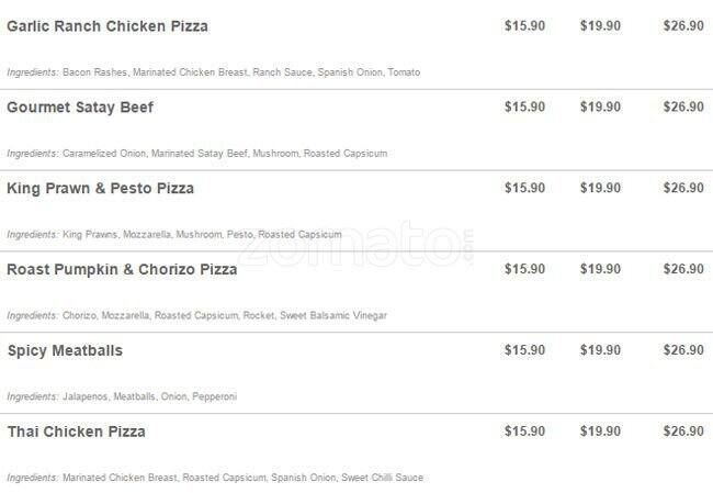 Menu at San Antonio's Pizzeria, Norwood