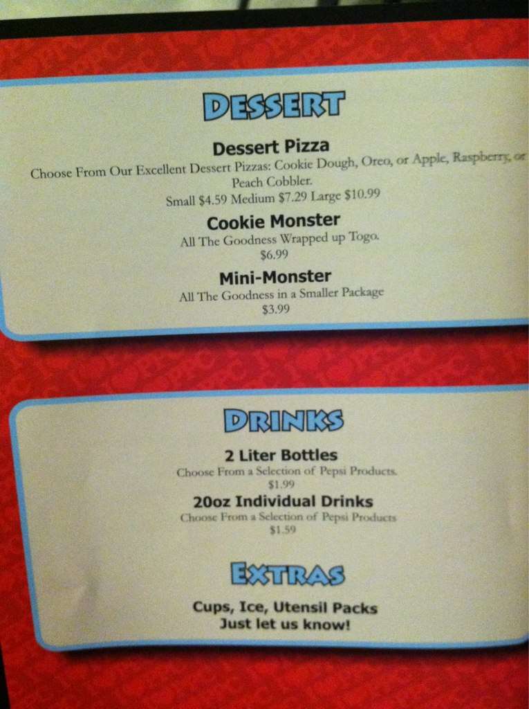 Menu at Pizza Pie Cafe, Highland