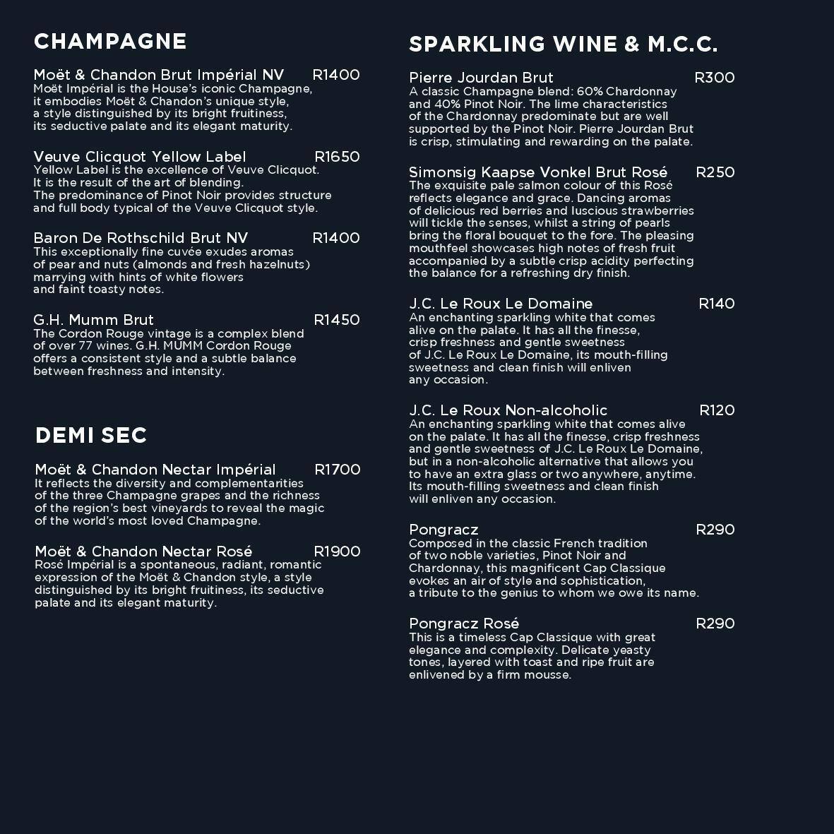 Carta de Etas Restaurant - Time Square, Pretoria