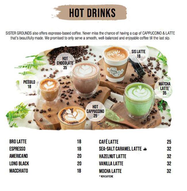 Menu at Sister Grounds cafe, North Jakarta