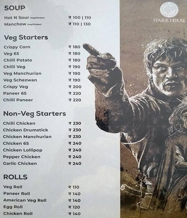 Menu at Stark House Café, Nagpur