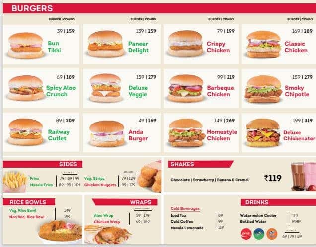 Menu of Wendy's Burgers, Goregaon East, Mumbai