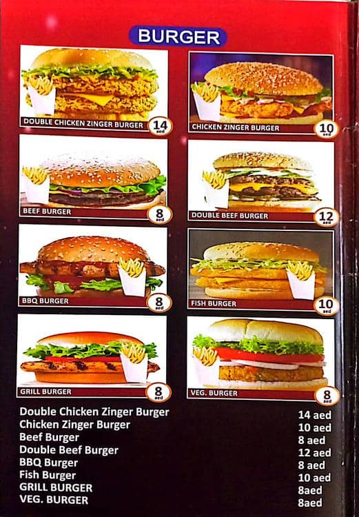 Menu of Dhaheyat Al Quoz Cafeteria, Al Quoz, Dubai