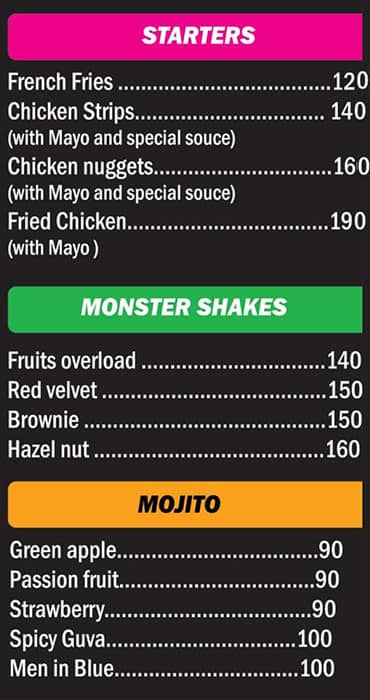Menu of Race Cafe, Chalakudy, Thrissur