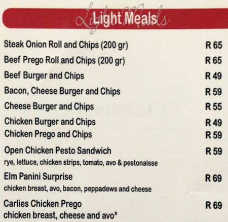 Menu at Elm Street Cafe, Edenvale, Shop 1 Dowerglen Plaza Corner Elm St and