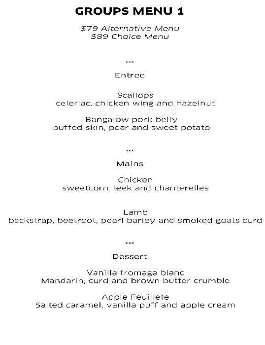 Menu at Privé restaurant, Brisbane City, Sofitel Brisbane Central