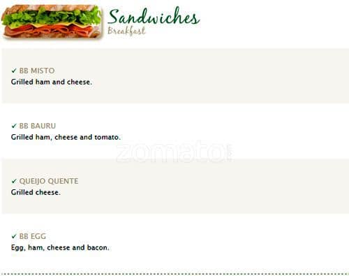 Menu at Brazilian Bakery Cafe, Marietta, Powers Ferry Rd # A