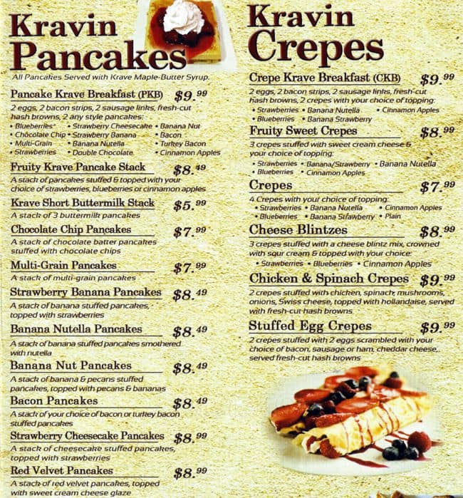 Menu at Krave Restaurant, Elmhurst