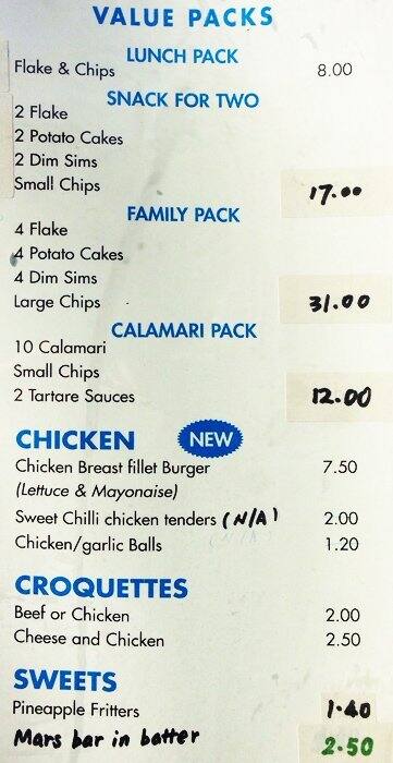 Menu at Big Fish fish and chippery Langwarrin fast food, Langwarrin
