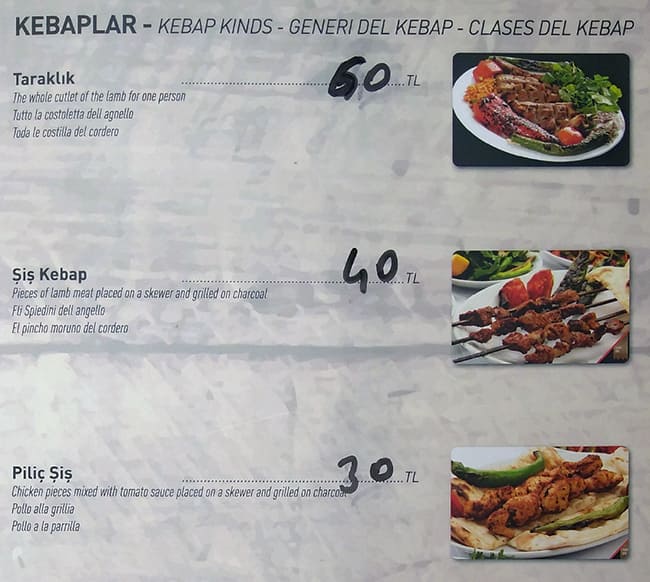 Menu at Babel Ocakbaşı Nevizade, Istanbul, Kameriye Sk. No:5