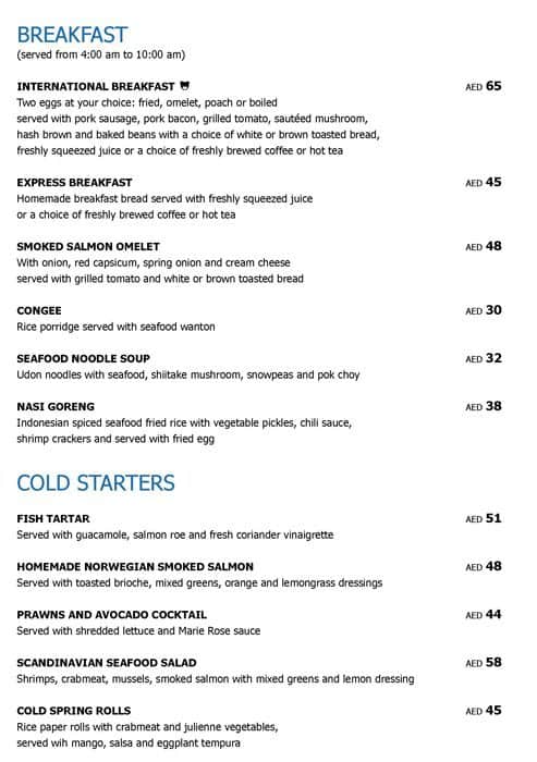 Seafood Market Menu, Menu for Seafood Market, Dubai International ...