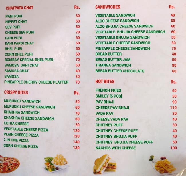 Menu of Brunch, MRC Nagar, Chennai