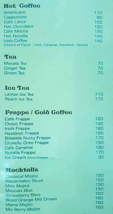 Menu at Royal Bar, Jodhpur