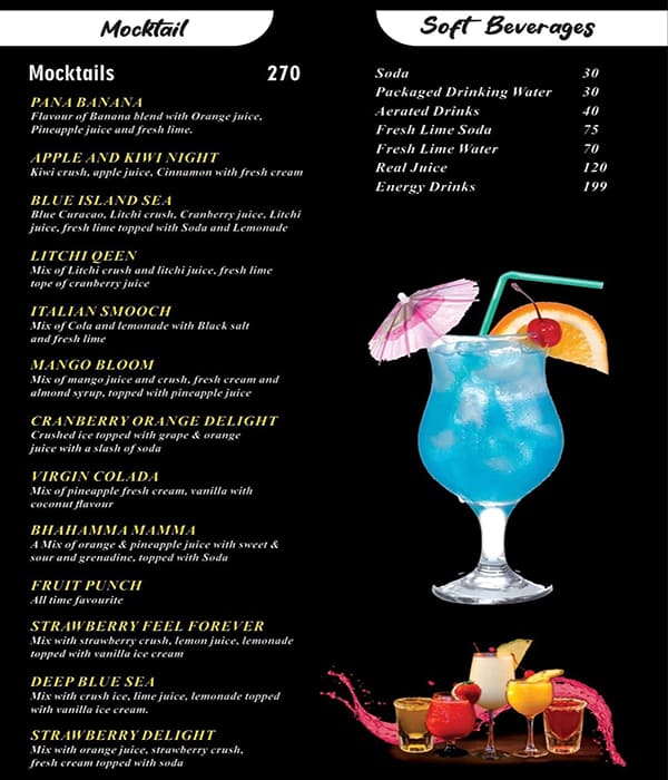 Menu at Holi Restaurant & Bar, Hyderabad, Bhavya Alekhya Exotica
