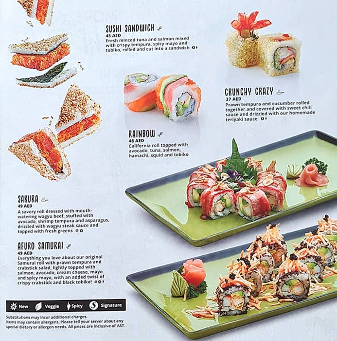 Menu at Sumo Sushi & Bento Festival Plaza restaurant, Dubai