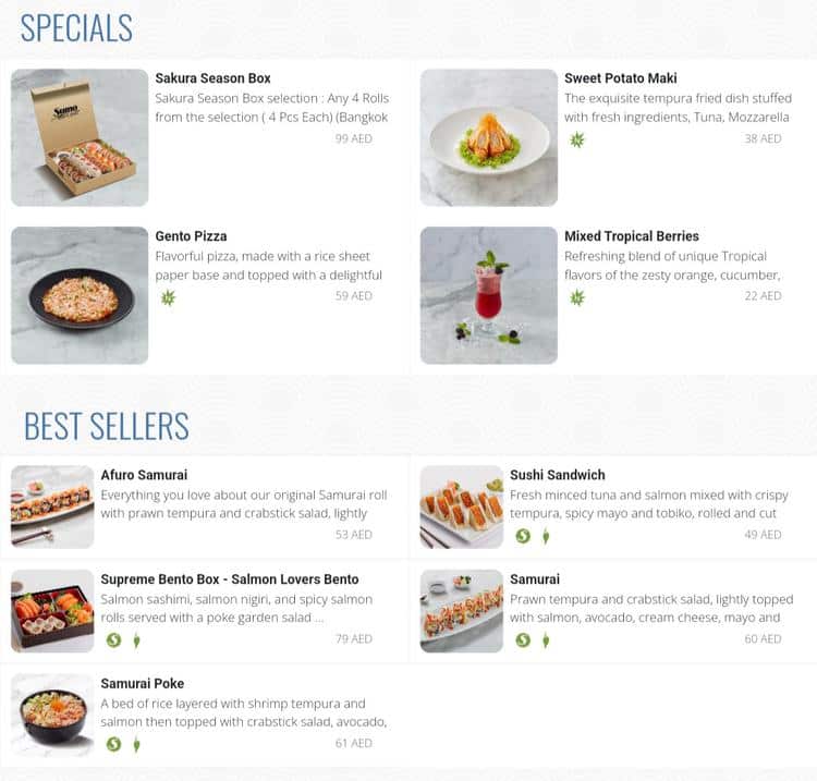 Menu of Sumo Sushi & Bento, Motor City, Dubai