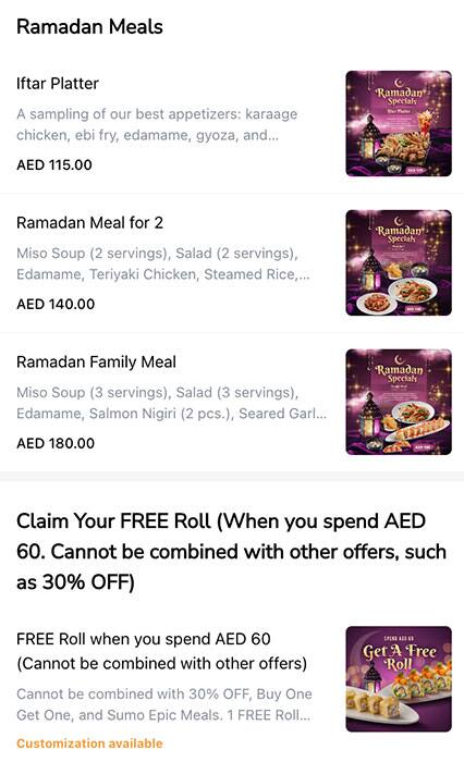 Menu of Sumo Sushi & Bento, Dubai Media City, Dubai