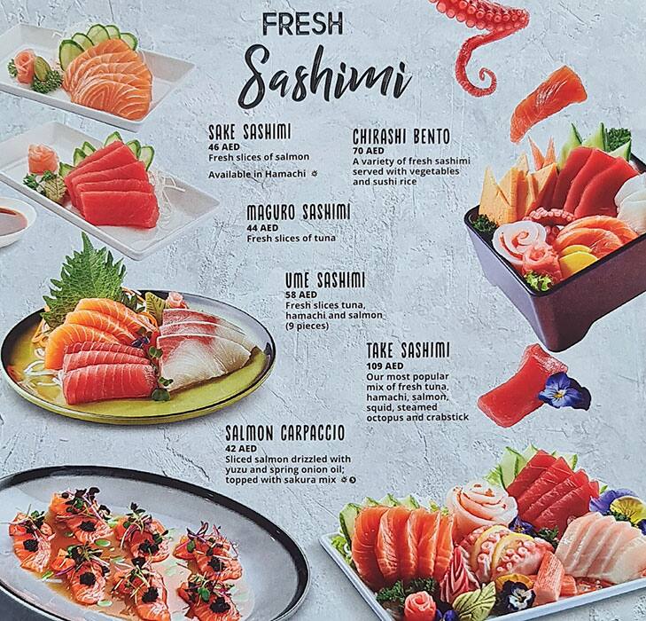 Menu at Sumo Sushi & Bento Festival Plaza restaurant, Dubai