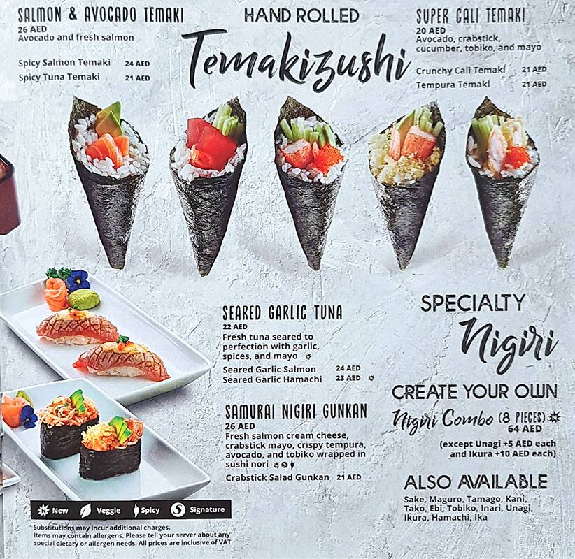Menu at Sumo Sushi & Bento Festival Plaza restaurant, Dubai