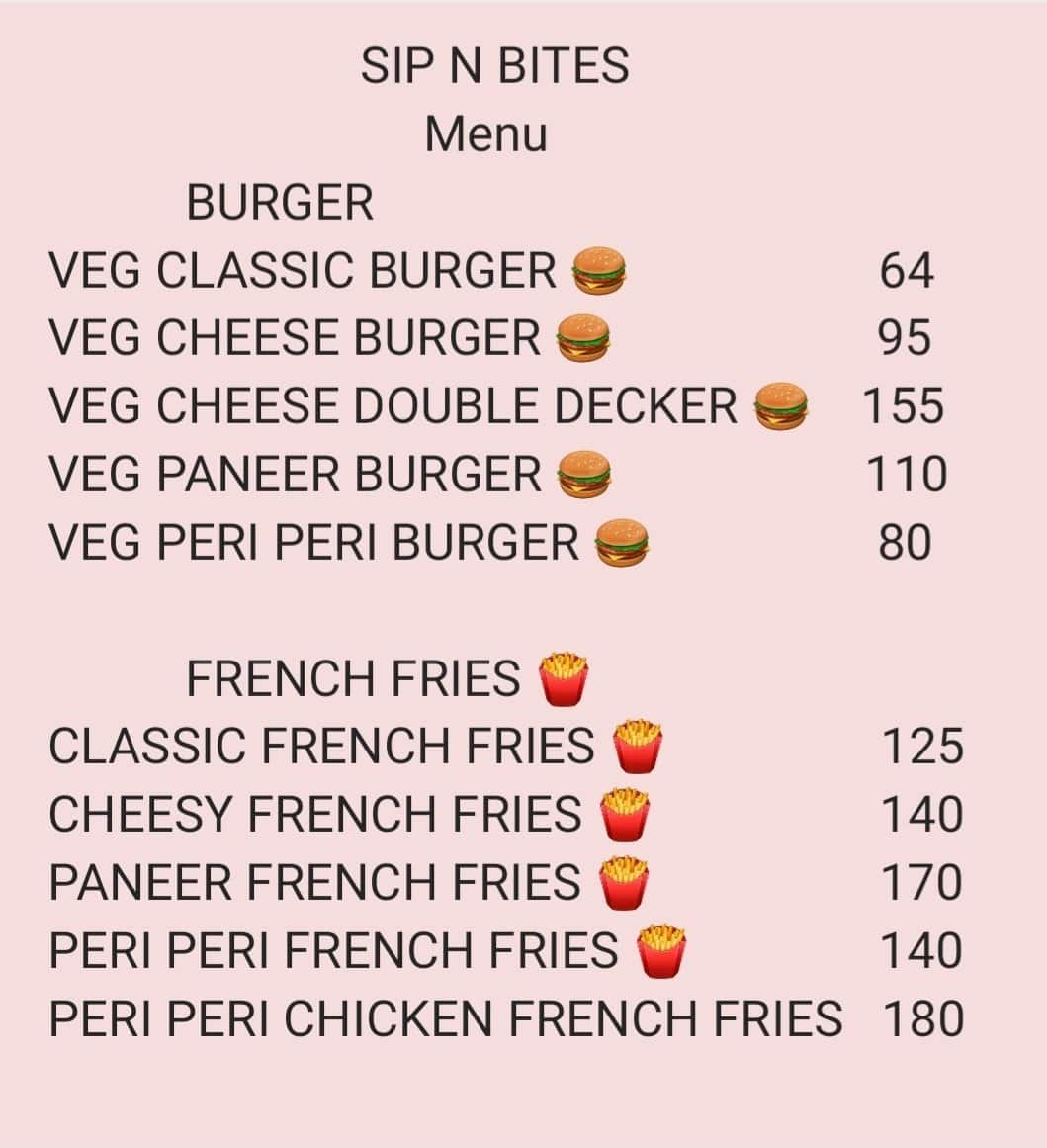 Menu of Sip N Bites, Ulwe, Navi Mumbai