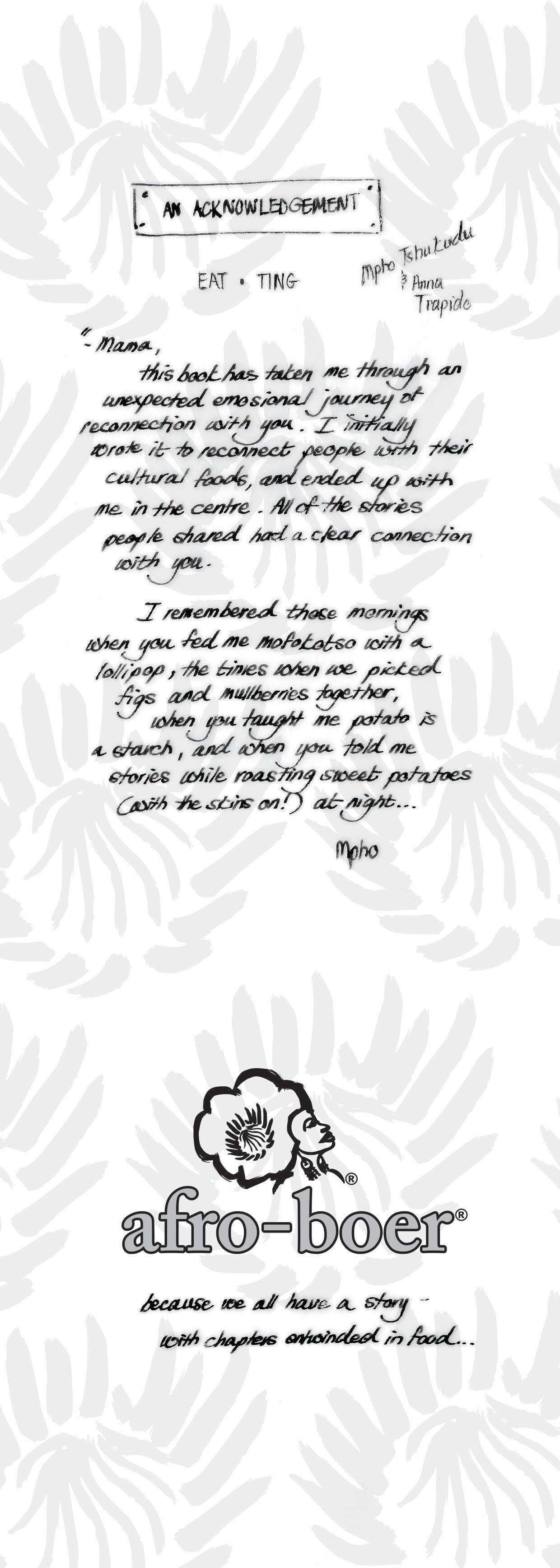 Menu at Afro-Boer cafe, Pretoria