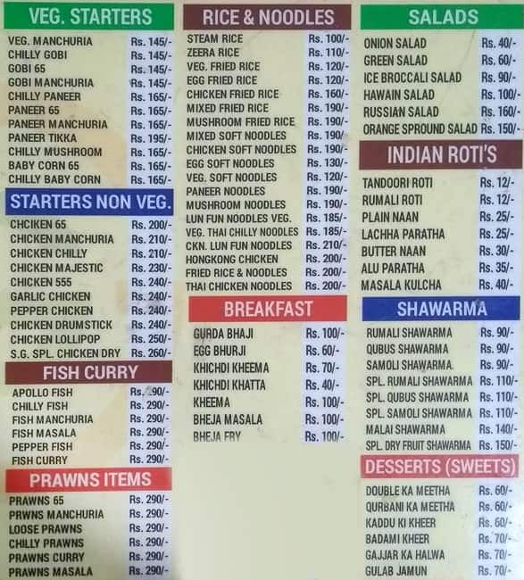 Menu at Shah Ghouse Restaurant, Hyderabad, sant nirankari satsang bhavan