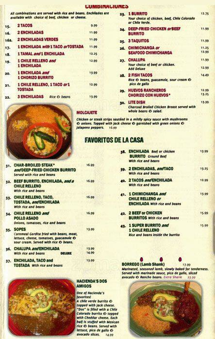 Menu at Hacienda Del Mar Mexican restaurant, Maple Valley