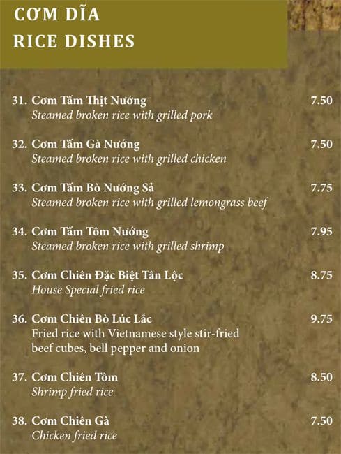 Menu at Pho Tan Loc restaurant, Sugar Land, S Texas 6