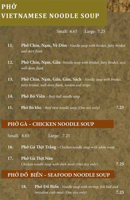 Menu at Pho Tan Loc restaurant, Sugar Land, S Texas 6