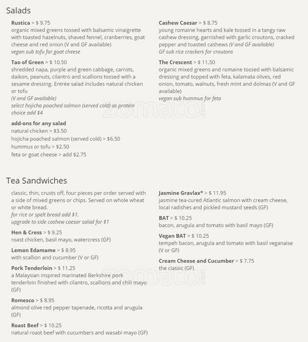 Menu at The Steeping Room restaurant, Austin, Century Oaks Terrace #112