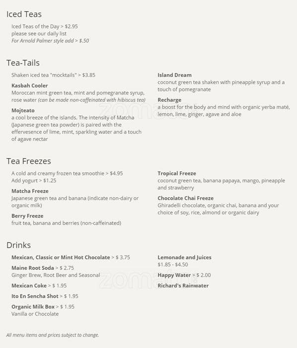 Menu at The Steeping Room restaurant, Austin, Century Oaks Terrace #112