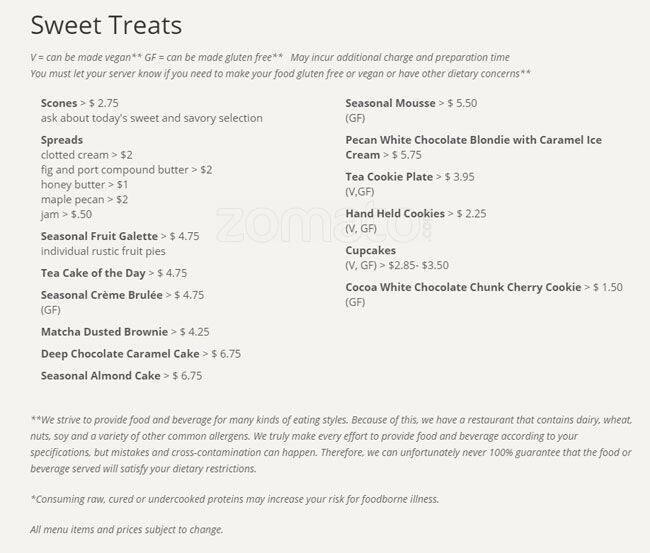 Menu at The Steeping Room restaurant, Austin, Century Oaks Terrace #112