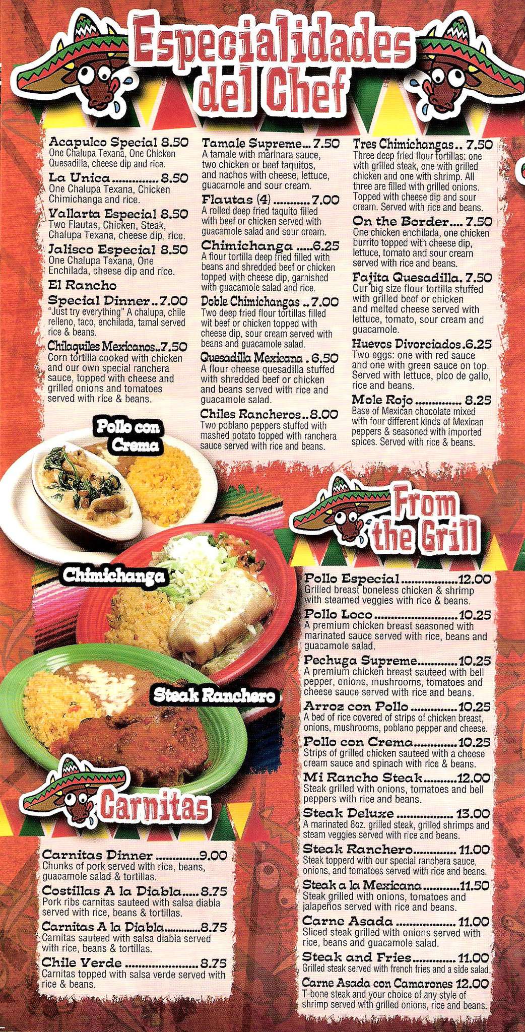Menu at El Toro Loco restaurant, Memphis, Poplar Ave