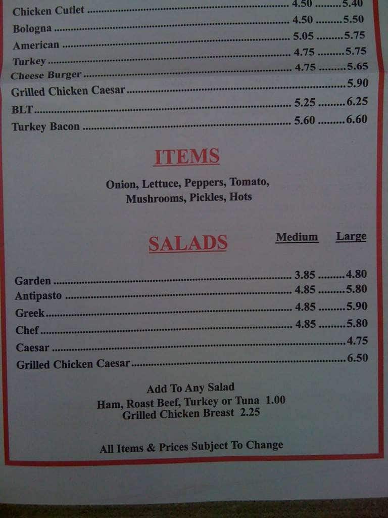 Menu at Espresso Pizza restaurant, Fitchburg