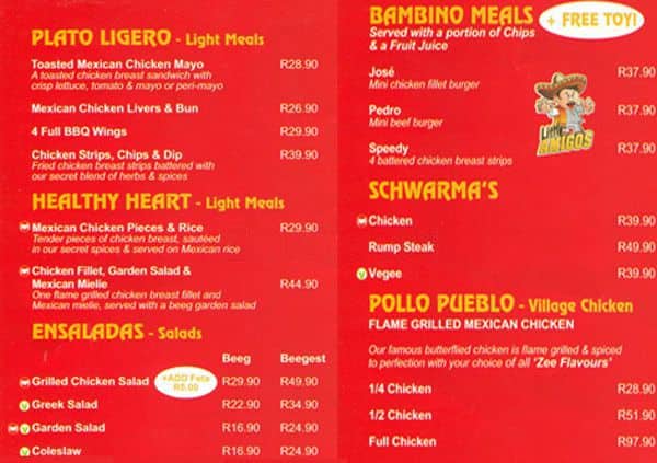 Speisekarte von Mochachos restaurant, Bloemfontein, Showgate Center